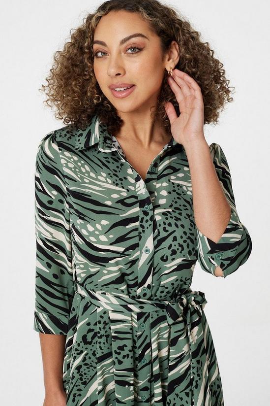 Dresses Zebra Print 3 4 Sleeve Shirt Dress Izabel London